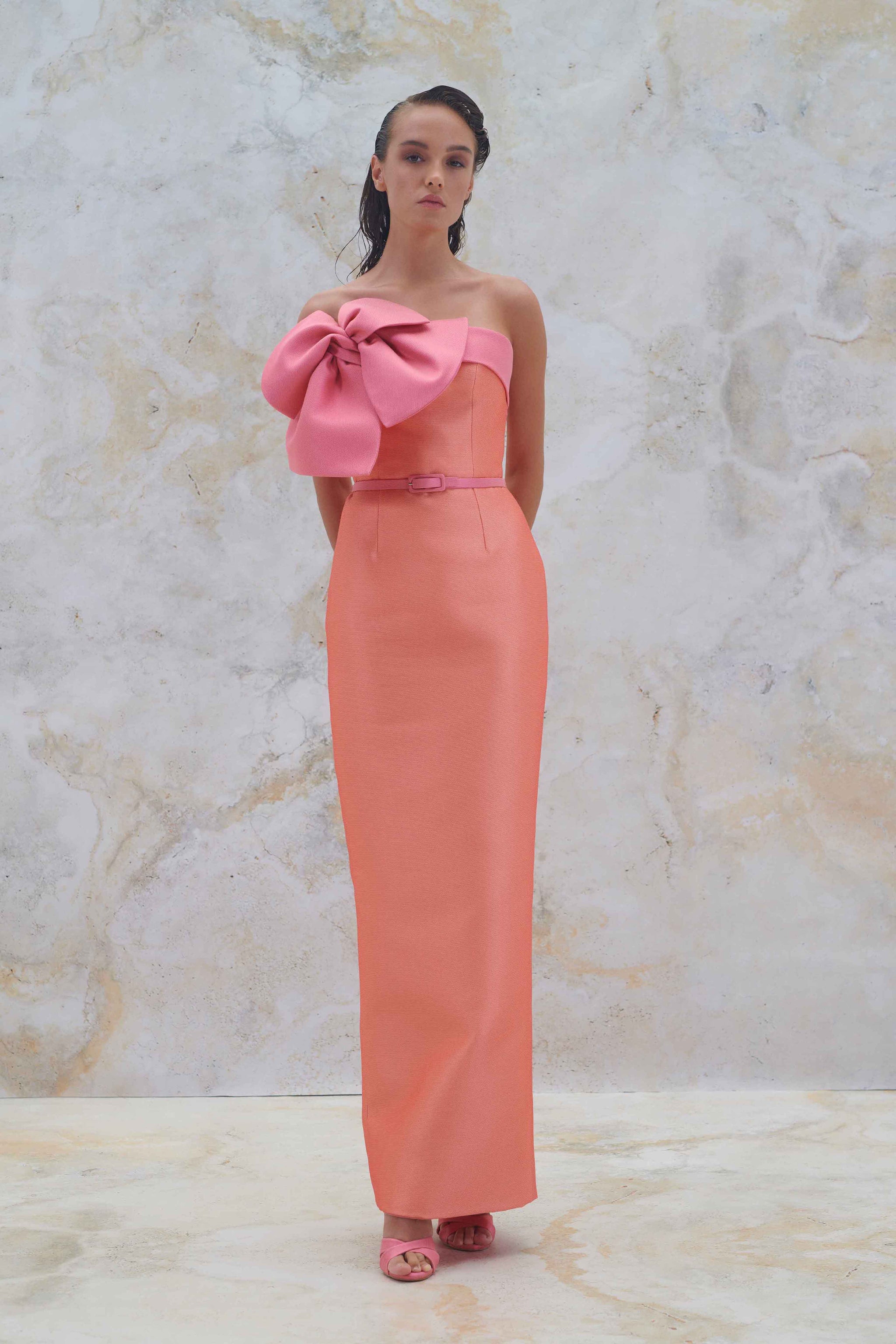 Fitted Elegant Dress With Extravagant Bow Design